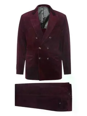 Brunello Cucinelli Corduroy Double-breasted Suit - Red