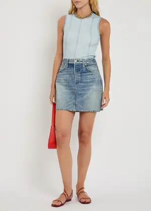 Rag & Bone Printed Stretch-cotton Tank - Blue