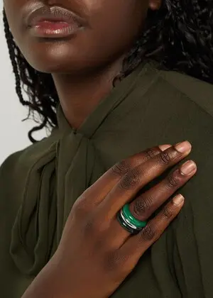 BY PARIAH Stone Trilogy Stack Rings - Green