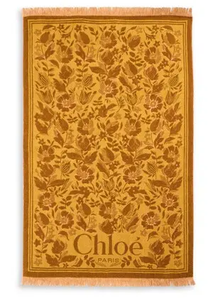 Chloé Plage Floral-jacquard Towel - Yellow/brown