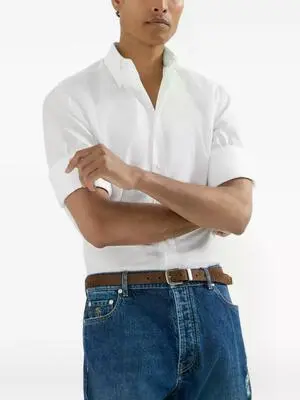 Brunello Cucinelli Twill Shirt With Button-down Collar