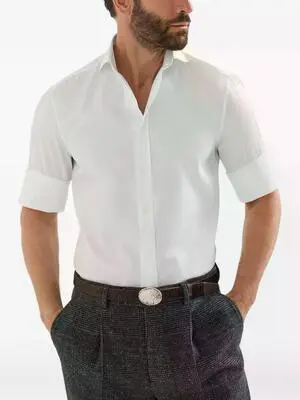 Brunello Cucinelli Twill Shirt With Spread Collar - White