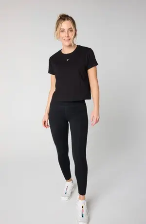 DAUGHTER LESSONS Embellished Cotton Spandex Blend Boxy Fit Cropped T-shirt