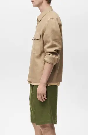 Mango Linen Zip-up Jacket With Pockets - Beige