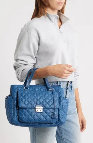 Mz Wallace Crosby Lock Quilted Nylon Satchel