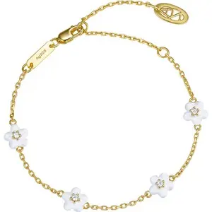 ANNA ZUCKERMAN Petit Daisy Bracelet - White/yellow Gold