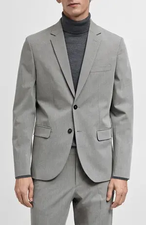 Mango Slim Fit Suit Jacket Grey