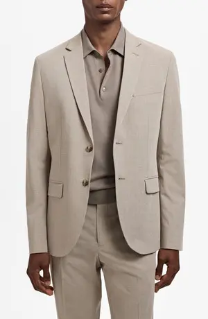 Mango Slim Fit Suit Jacket - Sand