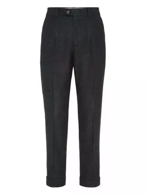 Brunello Cucinelli Virgin Wool-blend Straight-leg Trousers - Black