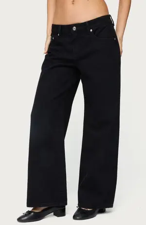EDIKTED Low Rise Wide Leg Jeans - Black