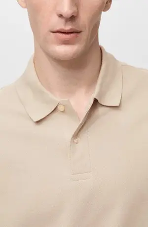 Mango Regular Fit Cotton Piqué Polo - Ecru