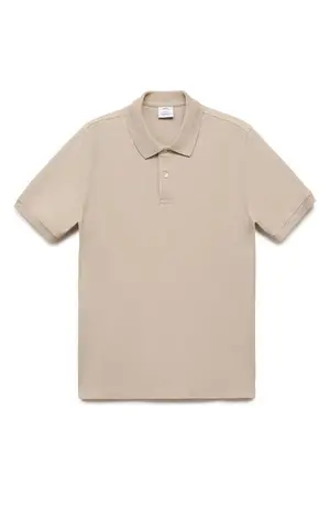 Mango Regular Fit Cotton Piqué Polo - Ecru