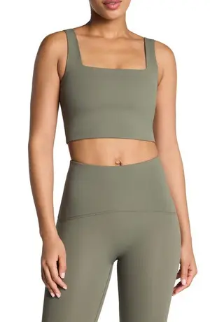 Spanx Square Neck Crop Tank Top - Frosted Moss