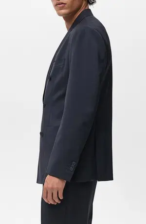 Mango Slim Fit Double Breasted Wool Suit Jacket