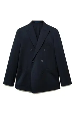 Mango Slim Fit Double Breasted Wool Suit Jacket