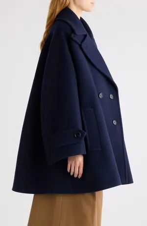 Chloé Wool Blend Coat - Evening Blue