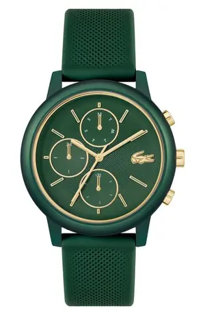 Lacoste L.12.12 Move Chronograph Silicone Strap Watch - Green