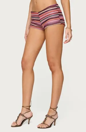 EDIKTED Zigzag Stripe Low Rise Microshorts - Mix