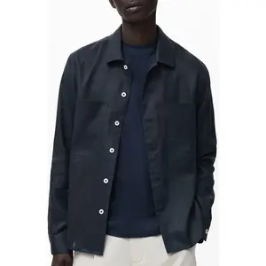Mango Lightweight Linen Overshirt - Navy