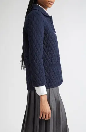 Thom Browne 4-bar Quilted Virgin Wool Blend Jacket - Navy