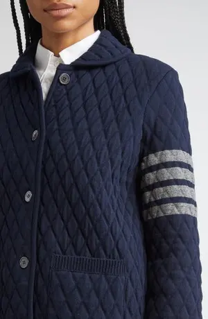 Thom Browne 4-bar Quilted Virgin Wool Blend Jacket - Navy