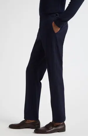 Thom Sweeney Flat Front Wool Hopsack Trousers