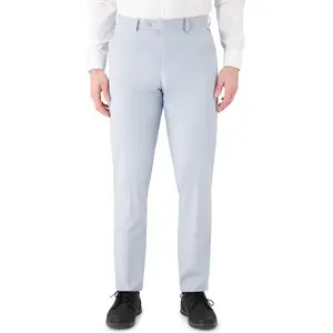 VICTOR EMMANUEL Flat Front Texture Stretch Dress Pants - 452 Light Blue