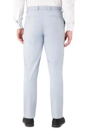 VICTOR EMMANUEL Flat Front Texture Stretch Dress Pants - 452 Light Blue