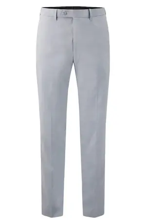 VICTOR EMMANUEL Flat Front Texture Stretch Dress Pants - 452 Light Blue