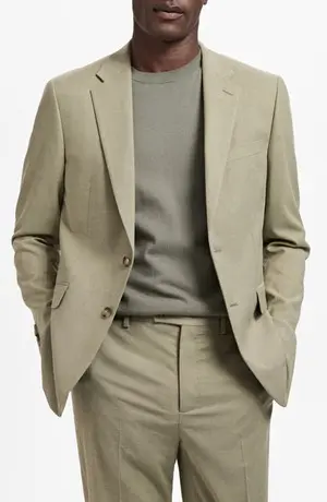 Mango Slim Fit Suit Blazer - Green