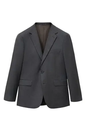 Mango Slim Fit Suit Blazer Grey
