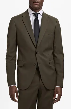 Mango Slim Fit Suit Blazer - Khaki Green