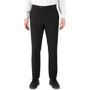 VICTOR EMMANUEL Vince Flat Front Stretch Dress Pants - Black