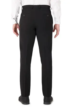 VICTOR EMMANUEL Vince Flat Front Stretch Dress Pants - Black