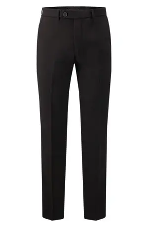 VICTOR EMMANUEL Vince Flat Front Stretch Dress Pants - Black