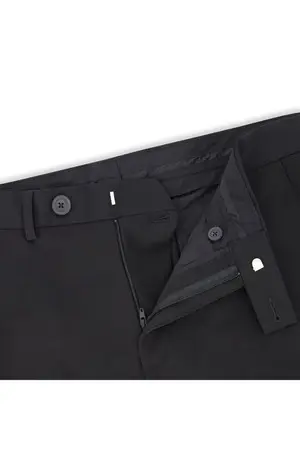 VICTOR EMMANUEL Vince Flat Front Stretch Dress Pants - Black