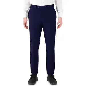 VICTOR EMMANUEL Vince Flat Front Stretch Dress Pants - Navy