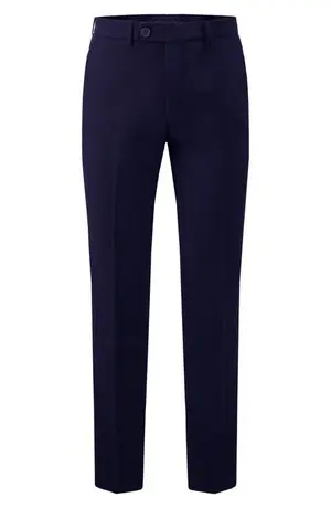 VICTOR EMMANUEL Vince Flat Front Stretch Dress Pants - Navy