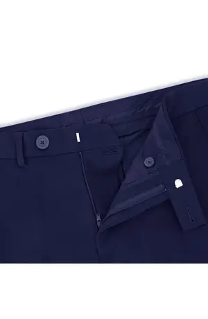 VICTOR EMMANUEL Vince Flat Front Stretch Dress Pants - Navy