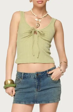 EDIKTED Yarah Keyhole Crop Rib Tank