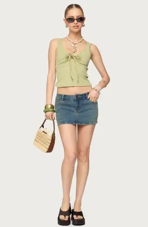 EDIKTED Yarah Keyhole Crop Rib Tank