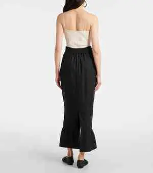 Posse Matilda Tiered Linen Pencil Skirt - Black