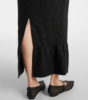 Posse Matilda Tiered Linen Pencil Skirt - Black