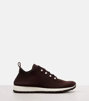 JIMMY CHOO Veles Embellished Cashmere Sneakers - Brown