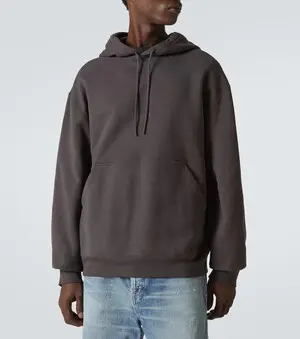 Saint Laurent Logo Cotton Hoodie - Grey