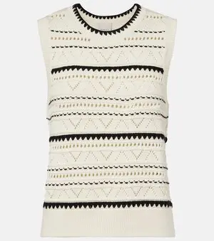 Varley Athena Pointelle Cotton Sweater Vest - Beige