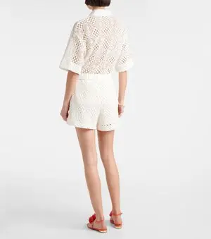 SIR. Crochet High-rise Cotton Shorts - White