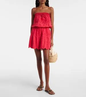 Melissa Odabash Collette Embroidered Cotton Mini Dress