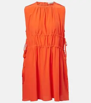 Asceno Como Ruched Silk Crêpe Minidress - Red