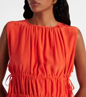 Asceno Como Ruched Silk Crêpe Minidress - Red